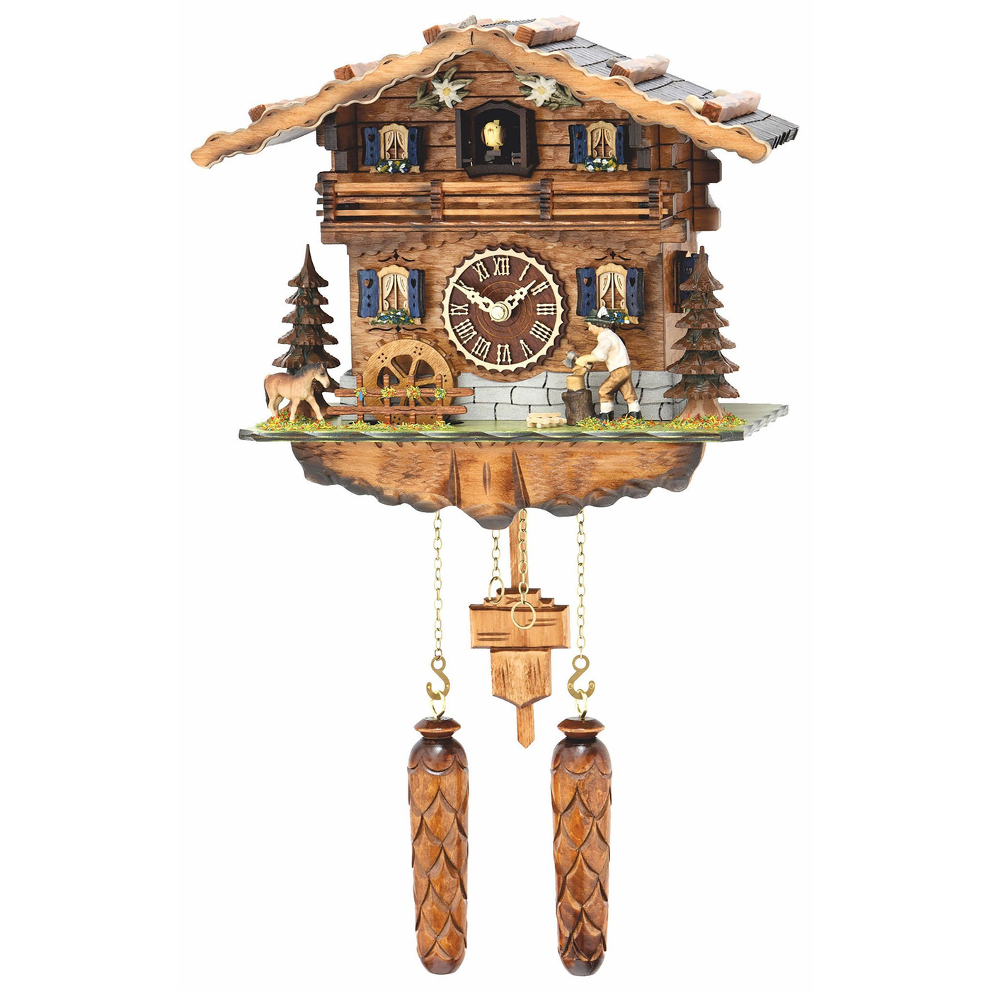 Hermle Strauss Chalet-Style Quartz Movement Black Forest Cuckoo Clock ...