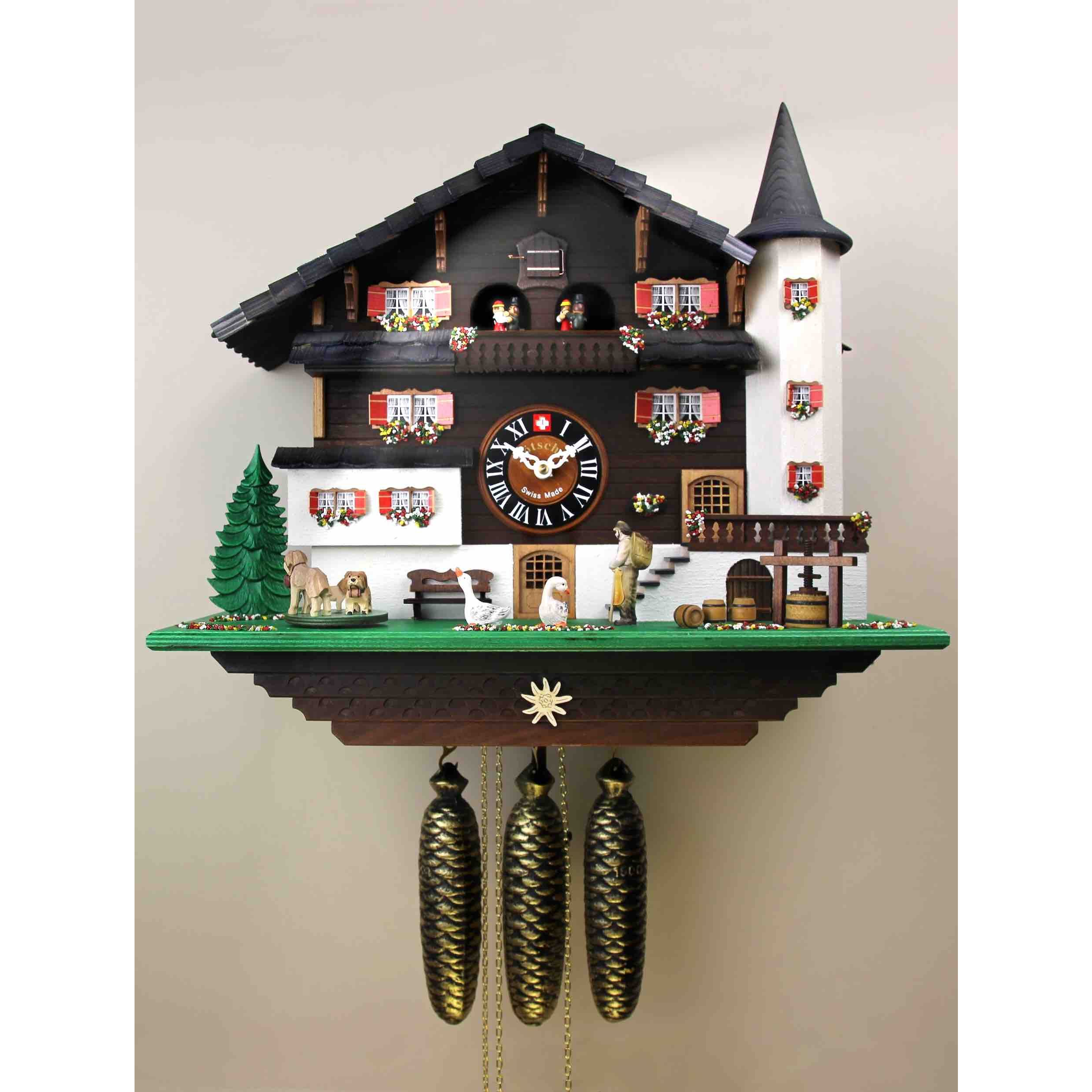 Loetscher - The Winemaker’s Chalet Swiss Cuckoo Clock - Made in Switze ...