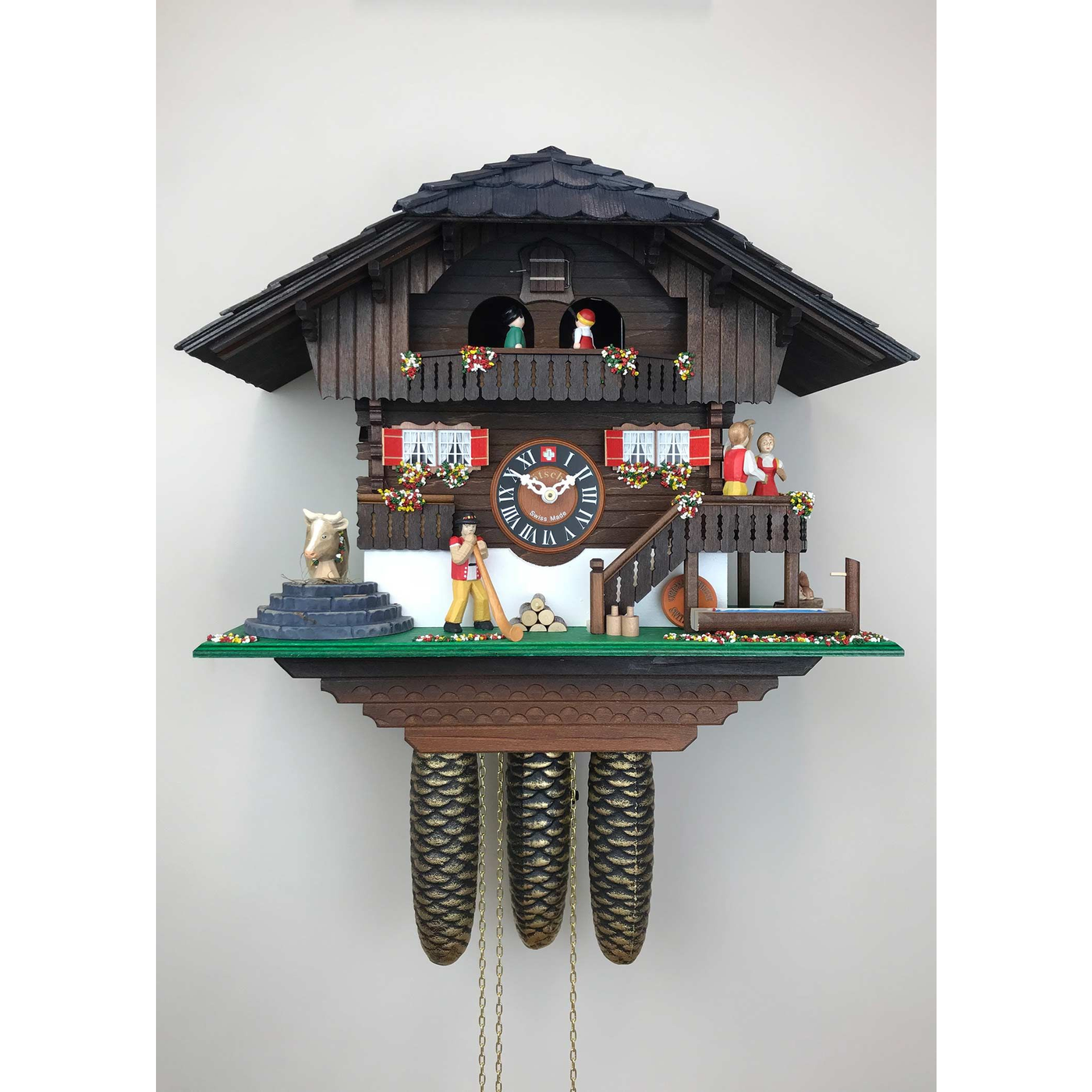 Loetscher - Alpine Cattle Descent Chalet Swiss Cuckoo Clock - Made in ...