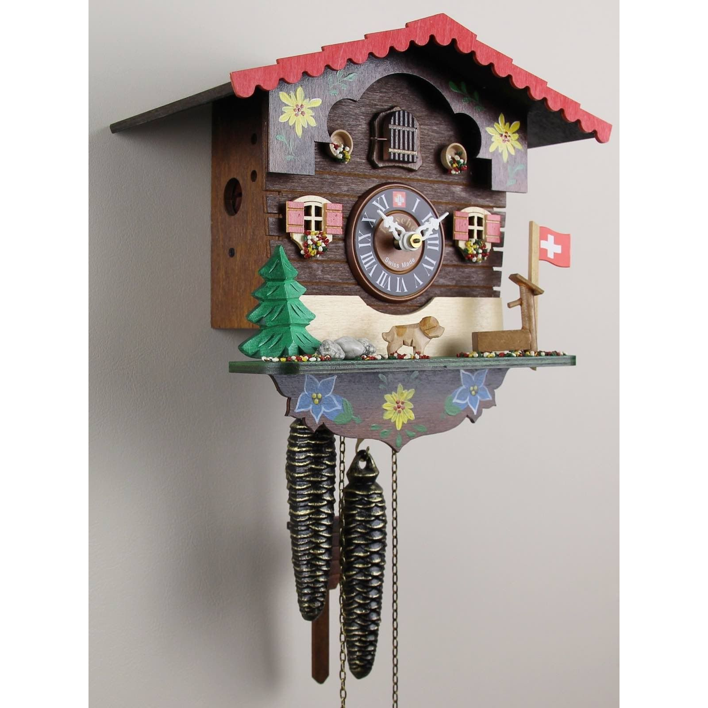 Loetscher- Alpine Flower Chalet Swiss Cuckoo Clock - Made in Switzerla ...
