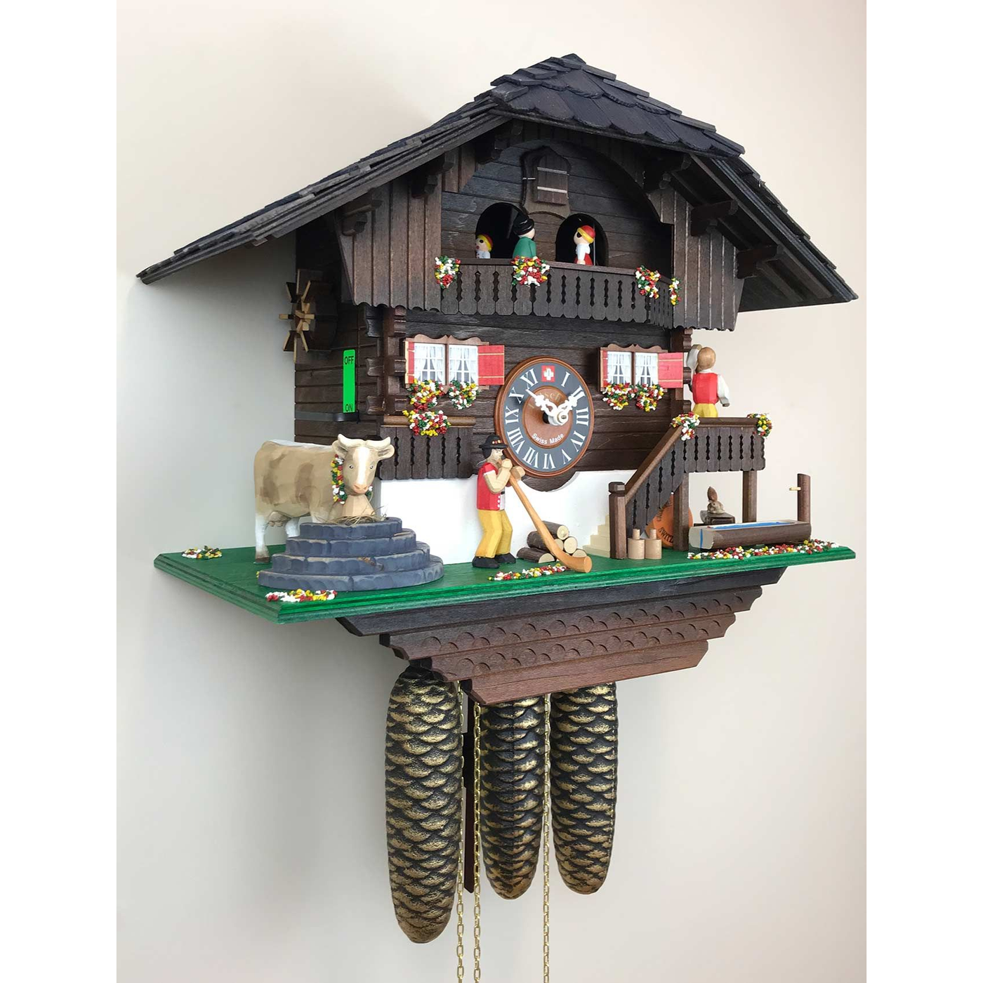 Loetscher - Alpine Cattle Descent Chalet Swiss Cuckoo Clock - Made in ...