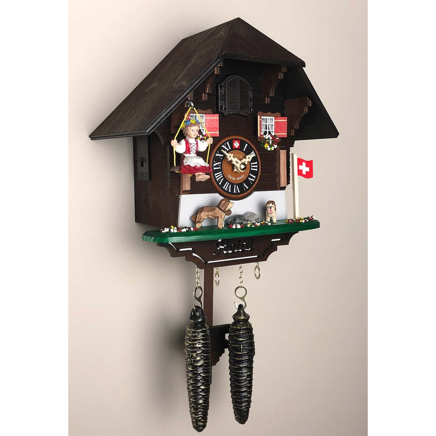 Loetscher - Heidi on the Swing Quartz Swiss Cuckoo Clock - Made in Swi ...