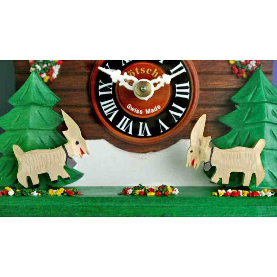 Loetscher - Goats At Play Chalet Swiss Cuckoo Clock - Made in Switzerl ...