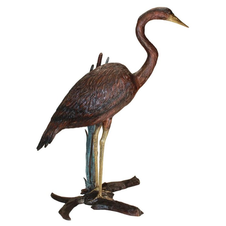 Design Toscano Standing Heron in Reeds Garden Statue | Time For a Clock ...